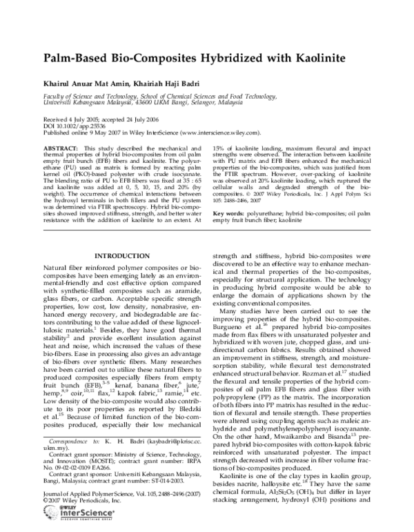 (PDF) Palm-based bio-composites hybridized with kaolinite