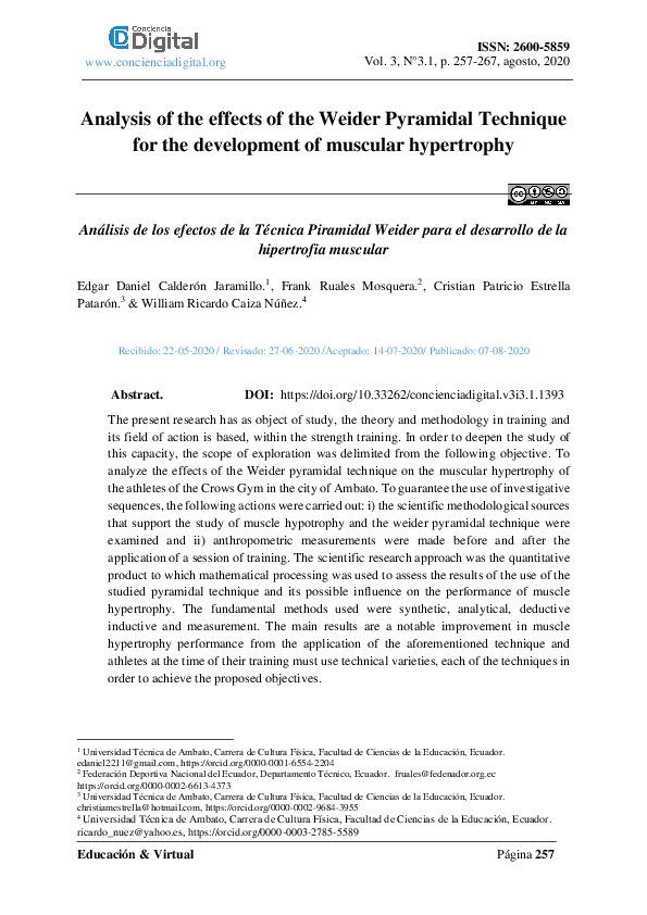 (PDF) Analysis of the effects of the Weider Pyramidal Technique for the ...