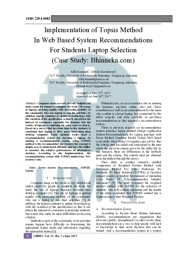 (PDF) Implementation of Topsis Method In Web Based System Recommendations For Students Laptop ...