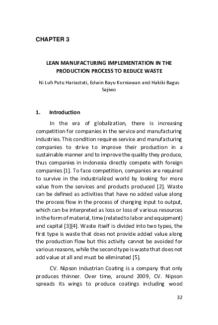 (PDF) Lean Manufacturing Implementation in the Production Process to Reduce Waste
