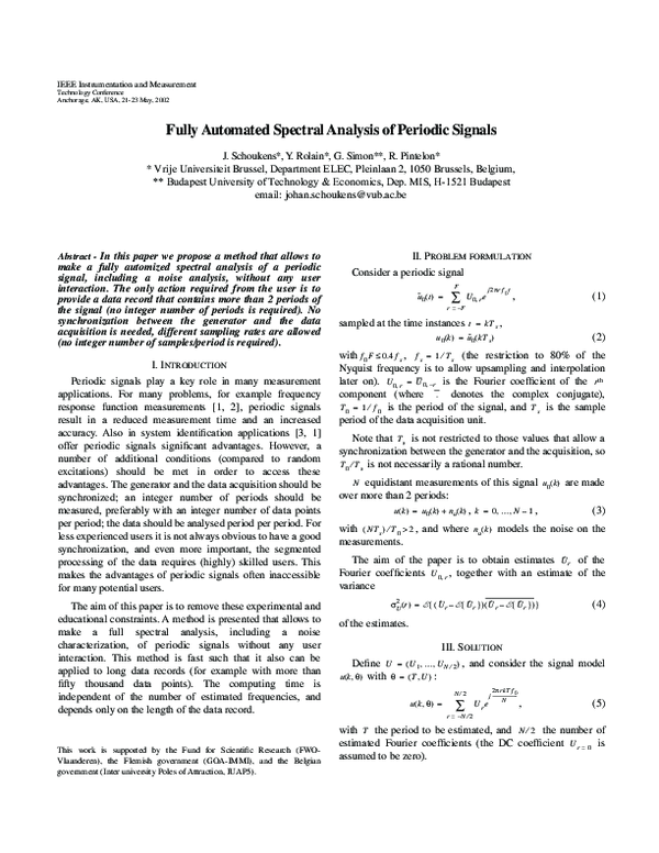 (PDF) Fully automated spectral analysis of periodic signals