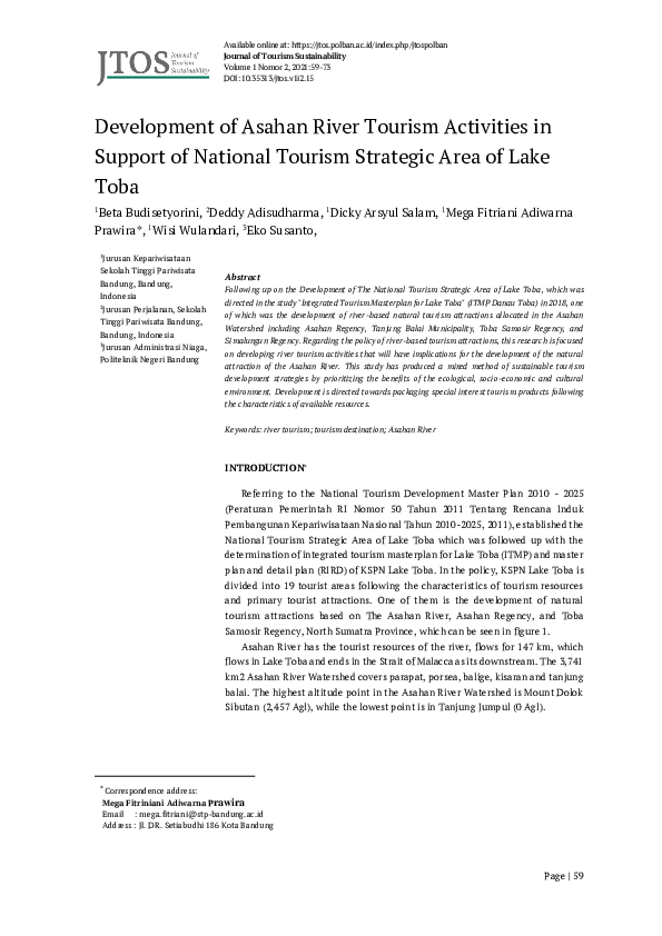 (PDF) Development of Asahan River Tourism Activities in Support of ...
