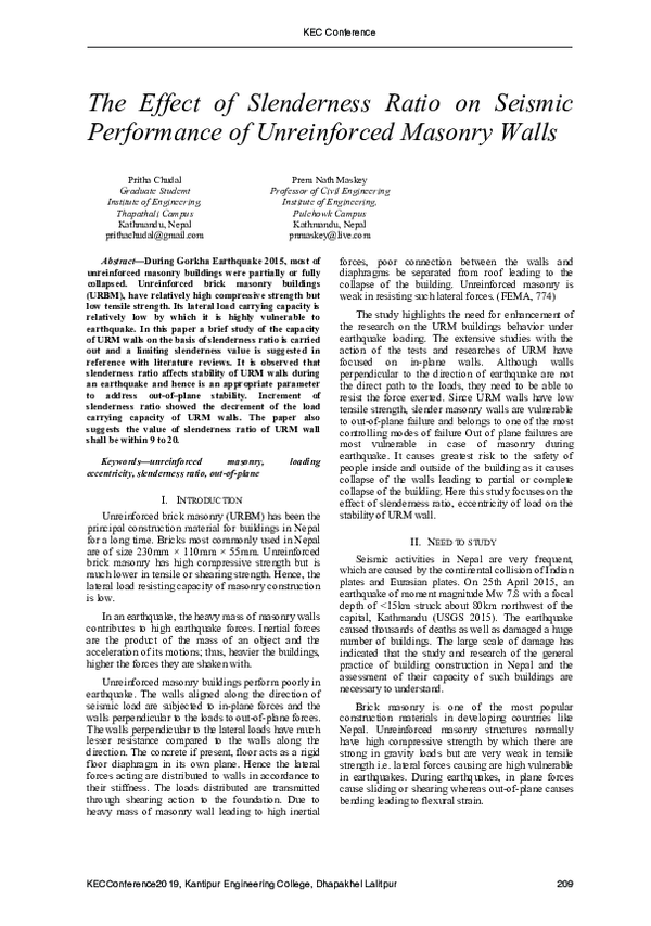 (PDF) The Effect of Slenderness Ratio on Seismic Performance of ...