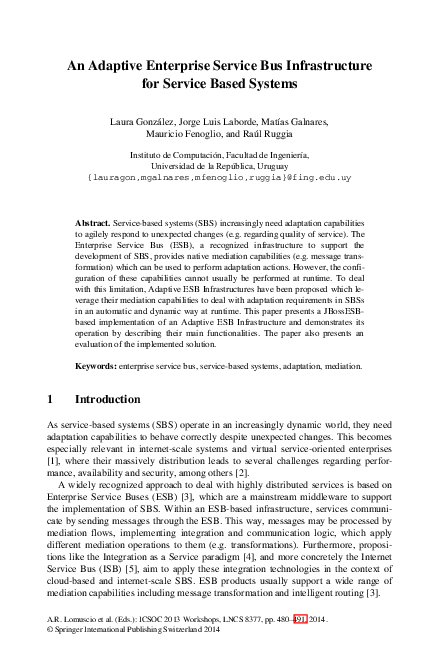(PDF) An Adaptive Enterprise Service Bus Infrastructure for Service ...