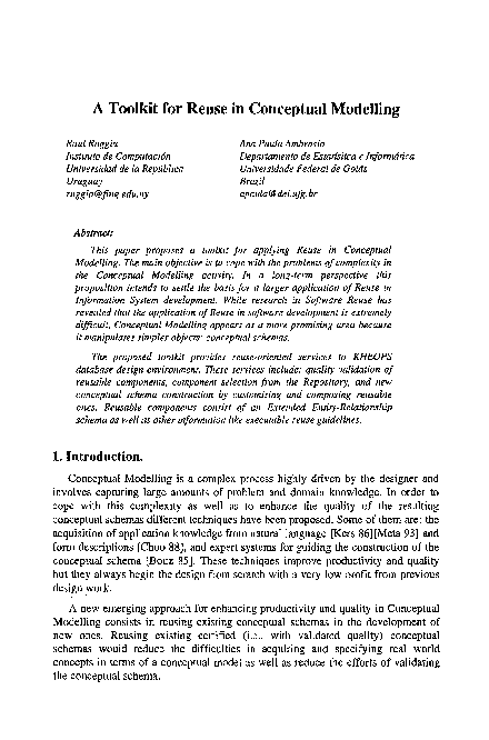 (PDF) A toolkit for Reuse in Conceptual Modelling
