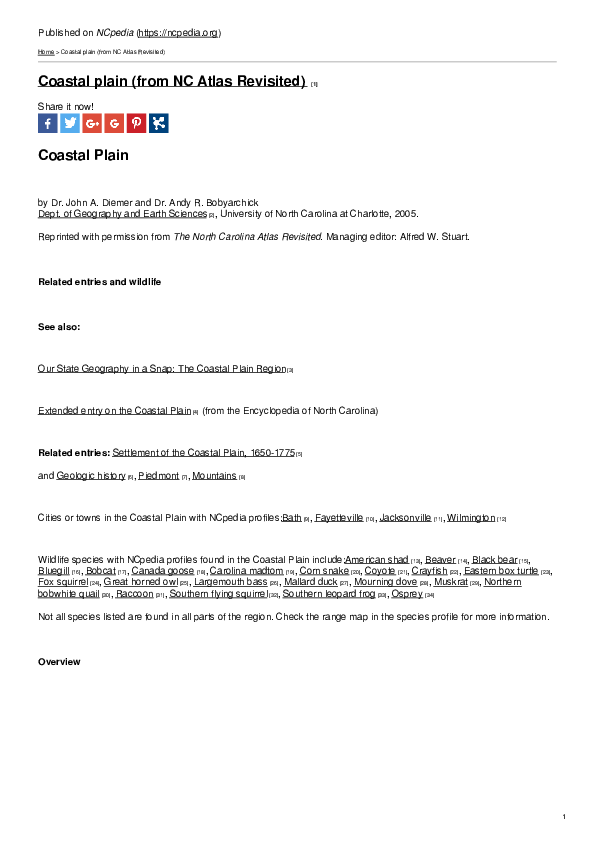 (PDF) Coastal plain (from NC Atlas Revisited)
