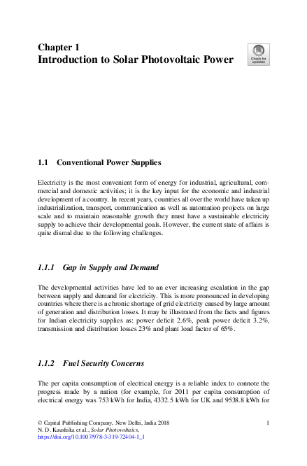 (PDF) Introduction to Solar Photovoltaic Power