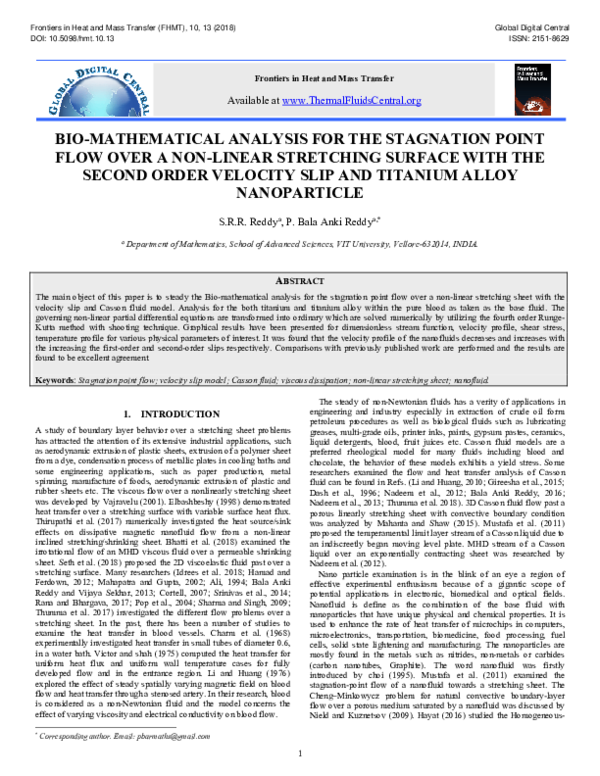 (PDF) Bio-Mathematical Analysis for the Stagnation Point Flow Over a Non-Linear Stretching ...