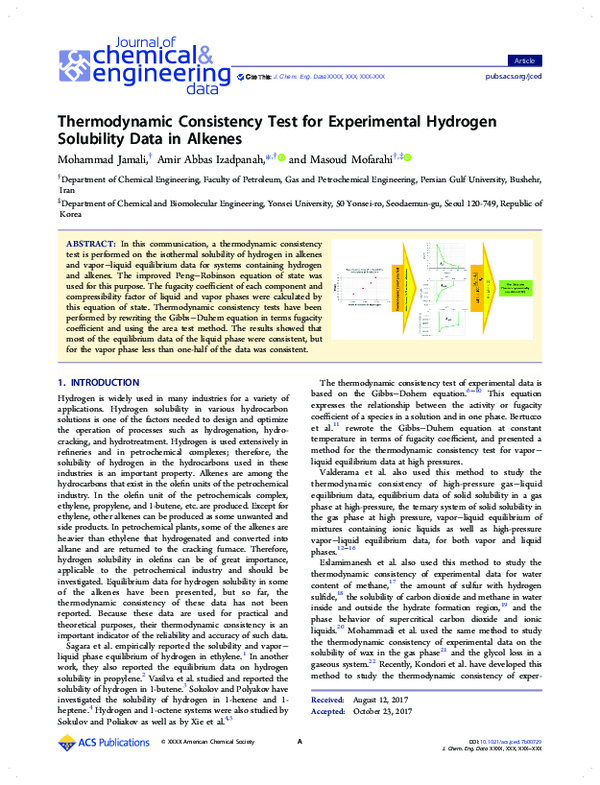 (PDF) Thermodynamic consistency test for experimental data of water ...