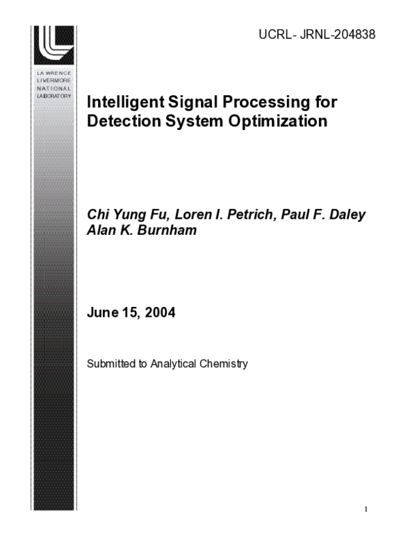 (PDF) Intelligent Signal Processing for Detection System Optimization