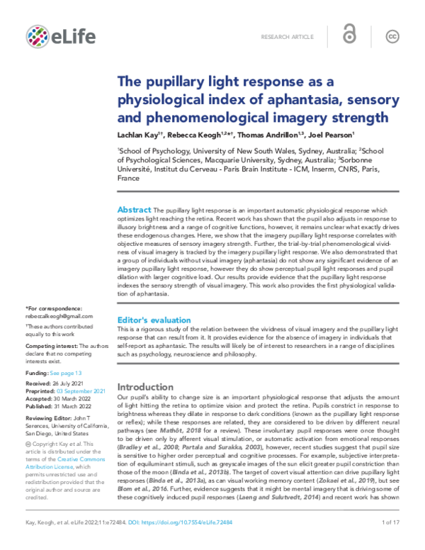 (PDF) The pupillary light response as a physiological index of ...