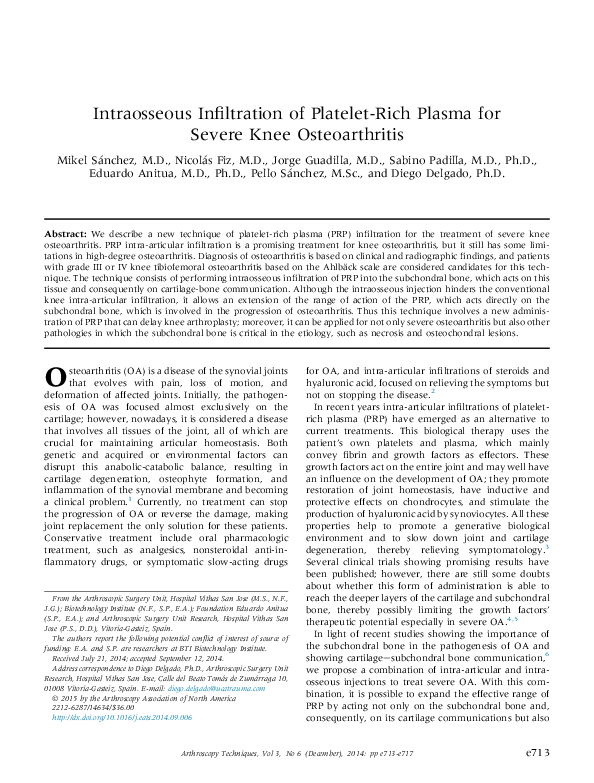 (PDF) Intraosseous Infiltration of Platelet-Rich Plasma for Severe Knee ...