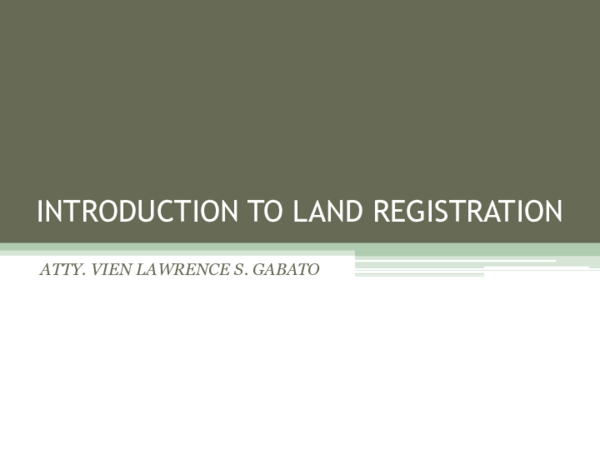 (PDF) INTRODUCTION TO LAND REGISTRATION