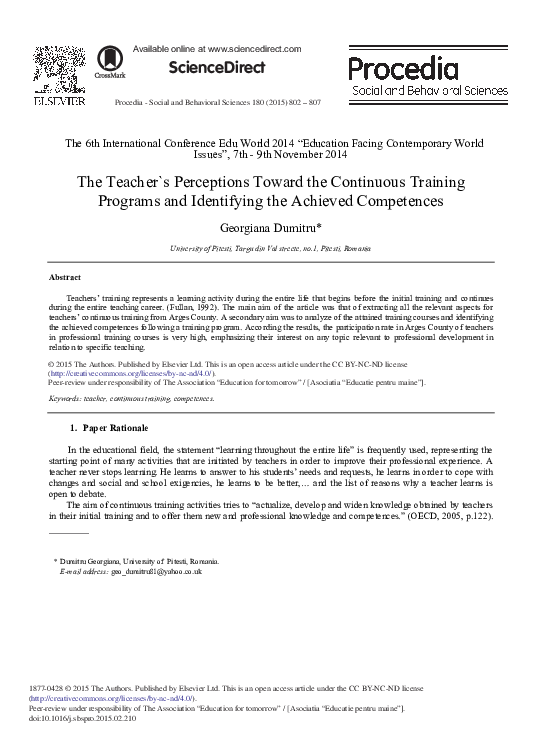 (PDF) The Teacher‘s Perceptions Toward the Continuous Training Programs ...