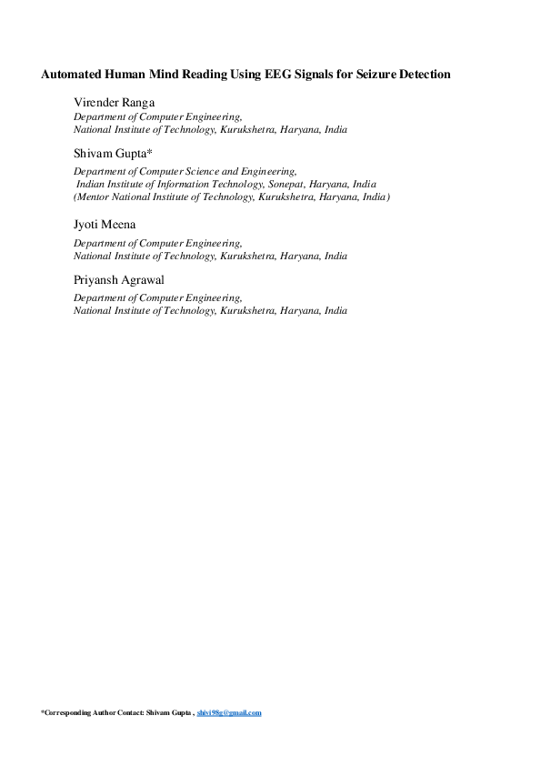 (PDF) Automated human mind reading using EEG signals for seizure detection