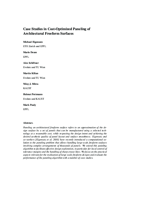 (PDF) Case Studies in Cost-Optimized Paneling of Architectural Freeform ...