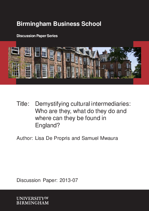 (PDF) Demystifying cultural intermediaries : who are they, what do they ...