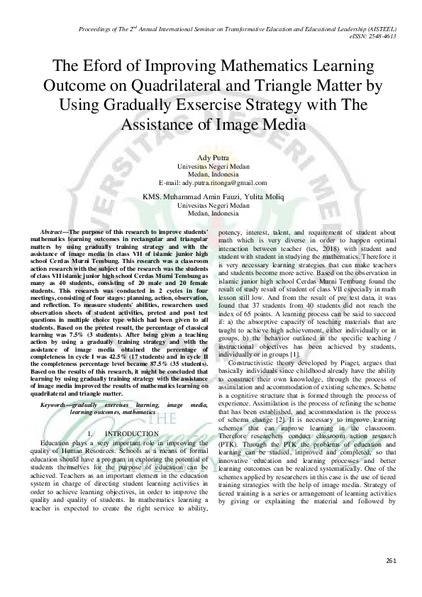 (PDF) The Eford of Improving Mathematics Learning Outcome on ...