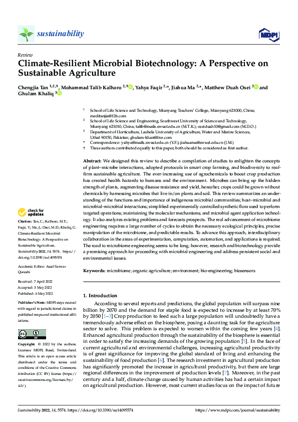 (PDF) Climate-Resilient Microbial Biotechnology: A Perspective on ...