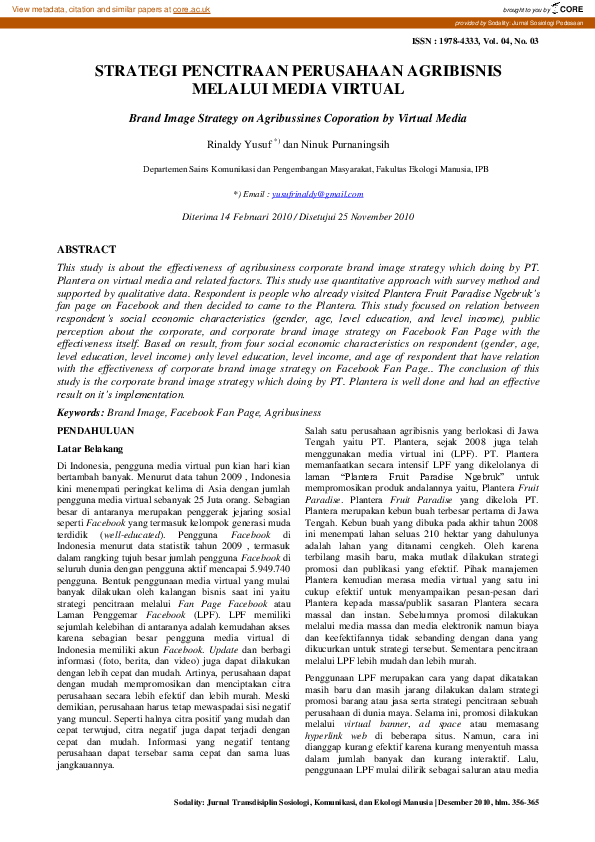 (PDF) Strategi Pencitraan Perusahaan Agribisnis Melalui Media Virtual ...