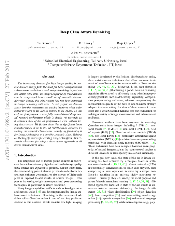 (PDF) Deep Class Aware Denoising