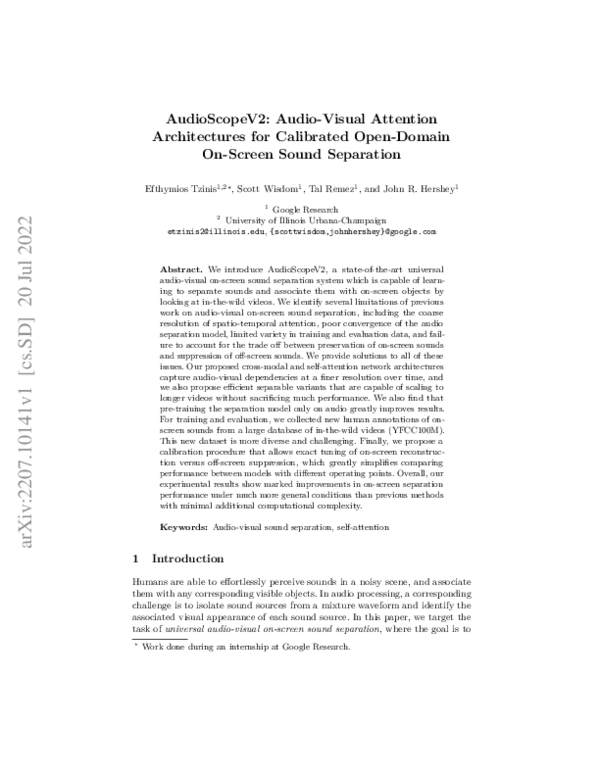 (PDF) AudioScopeV2: Audio-Visual Attention Architectures for Calibrated Open-Domain On-Screen ...