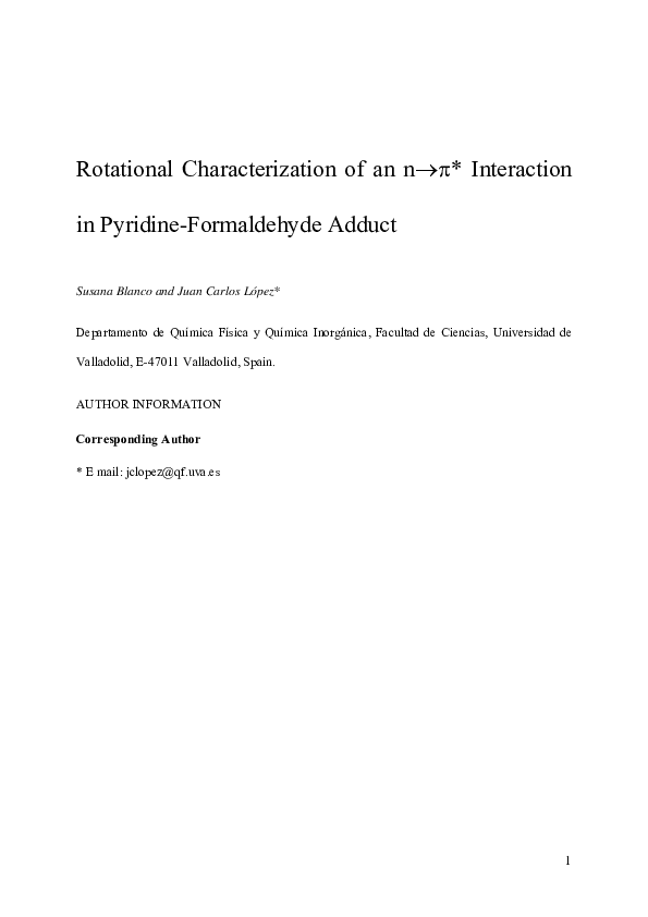 (PDF) Rotational Characterization of an n → π* Interaction in a ...