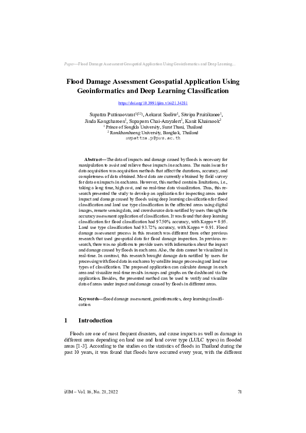 (PDF) Flood Damage Assessment Geospatial Application Using Geoinformatics and Deep Learning ...