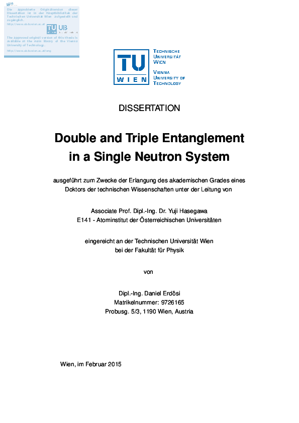 (PDF) Double and triple entanglement in a single neutron system ...