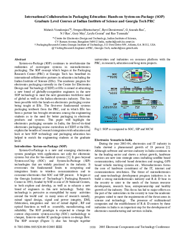 (PDF) International collaboration in packaging education: hands-on system-on-package (SOP ...