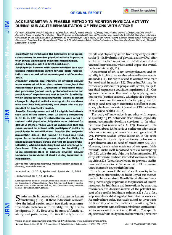 (PDF) Accelerometry: A feasible method to monitor physical activity ...