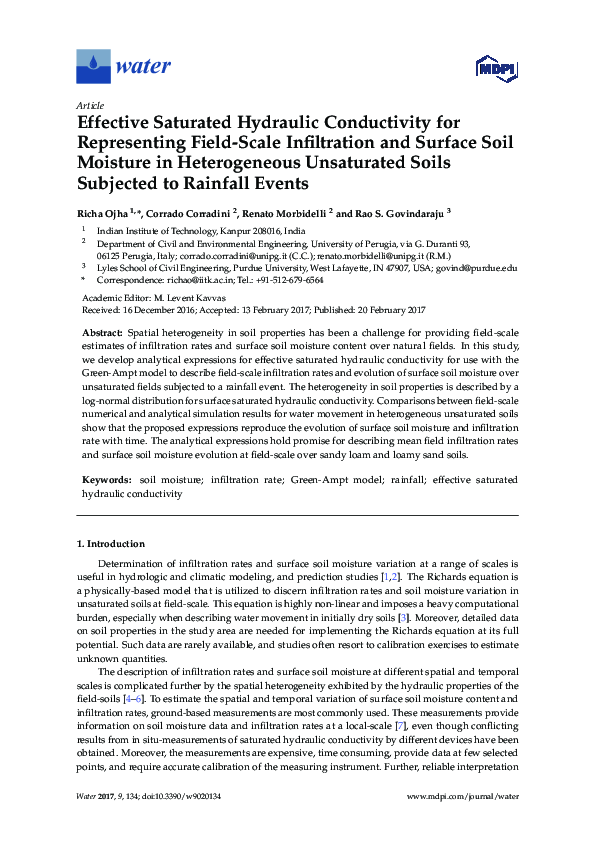 (PDF) Effective Saturated Hydraulic Conductivity for Representing Field-Scale Infiltration and ...