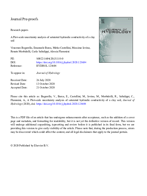 (PDF) A plot-scale uncertainty analysis of saturated hydraulic ...