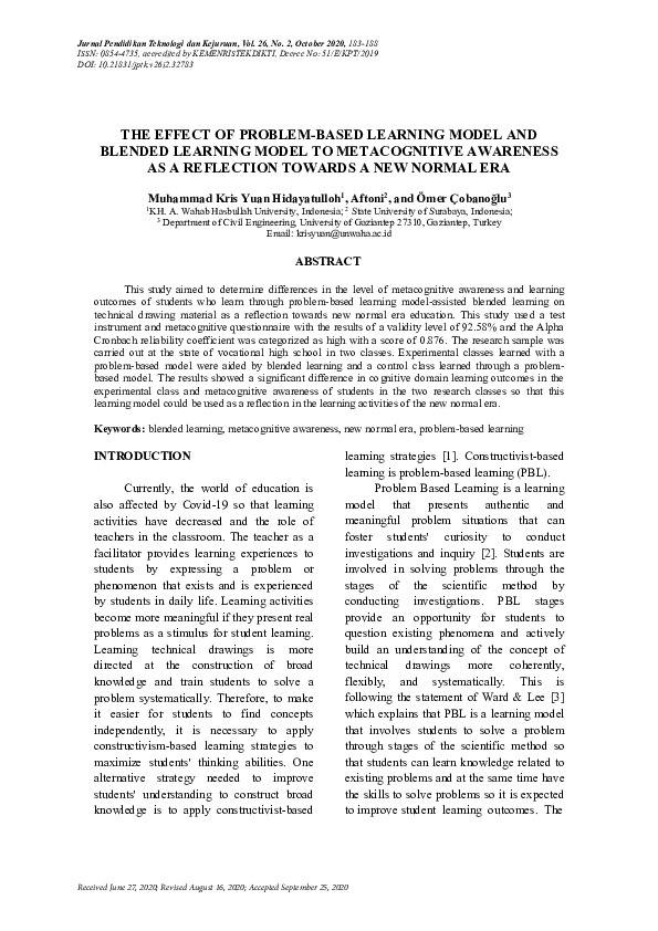 (PDF) The Effect of Problem-Based Learning Model and Blended Learning ...