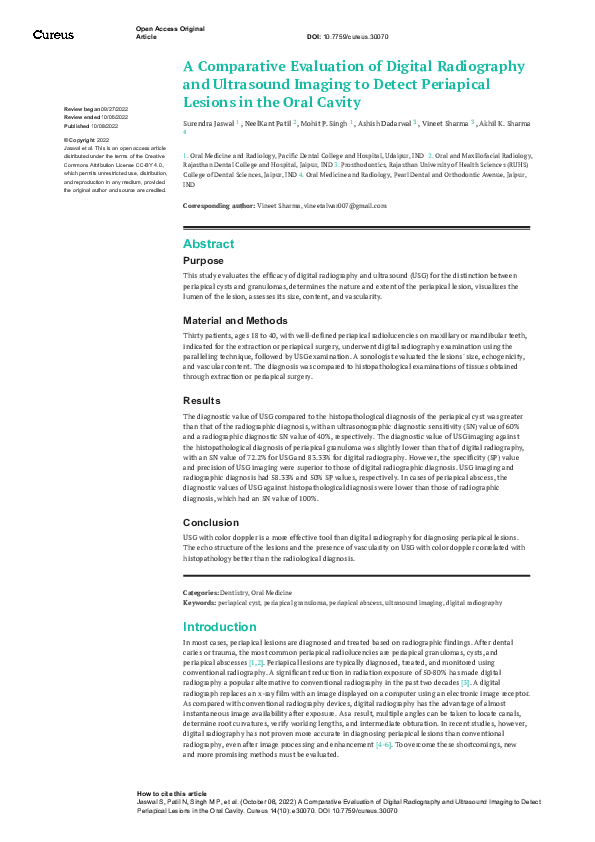 (PDF) A Comparative Evaluation of Digital Radiography and Ultrasound ...