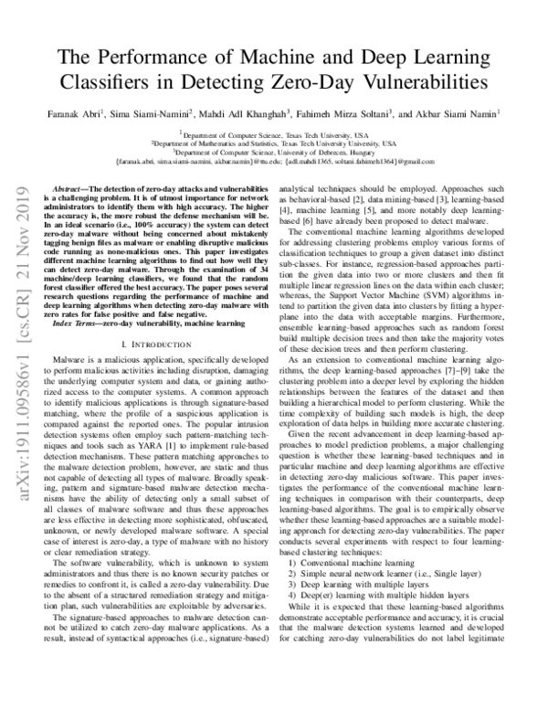 (PDF) The Performance of Machine and Deep Learning Classifiers in ...