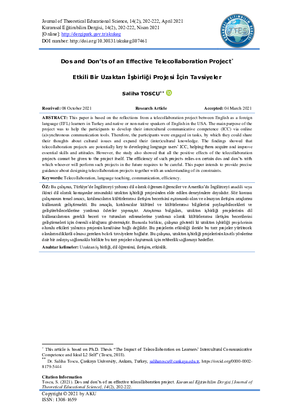 (PDF) Dos and Don’ts of an Effective Telecollaboration Project