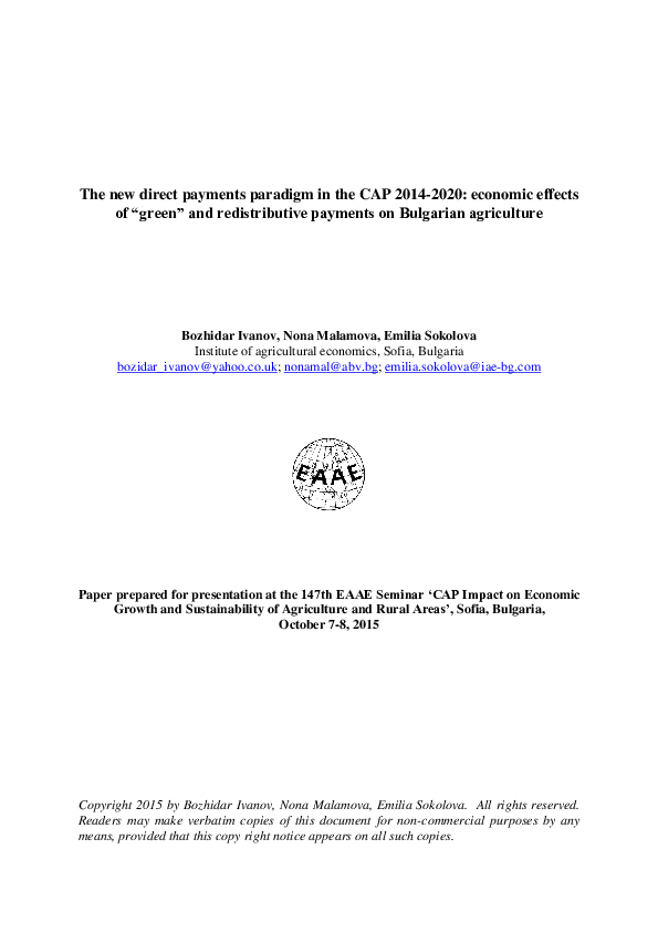 (PDF) The new direct payments paradigm in the CAP 2014-2020: economic ...