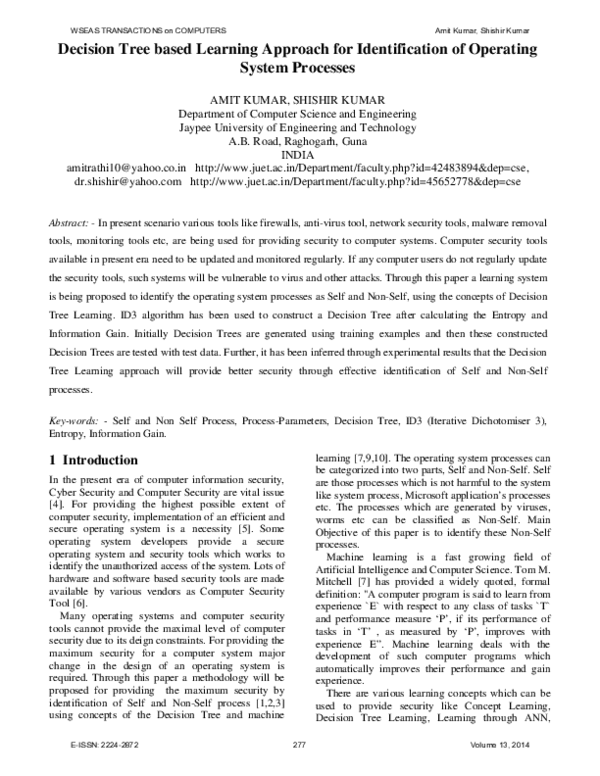 (PDF) Decision Tree based Learning Approach for Identification of ...