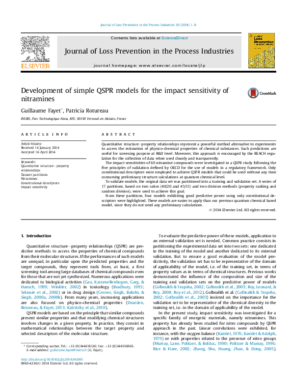 (PDF) Development of simple QSPR models for the impact sensitivity of ...