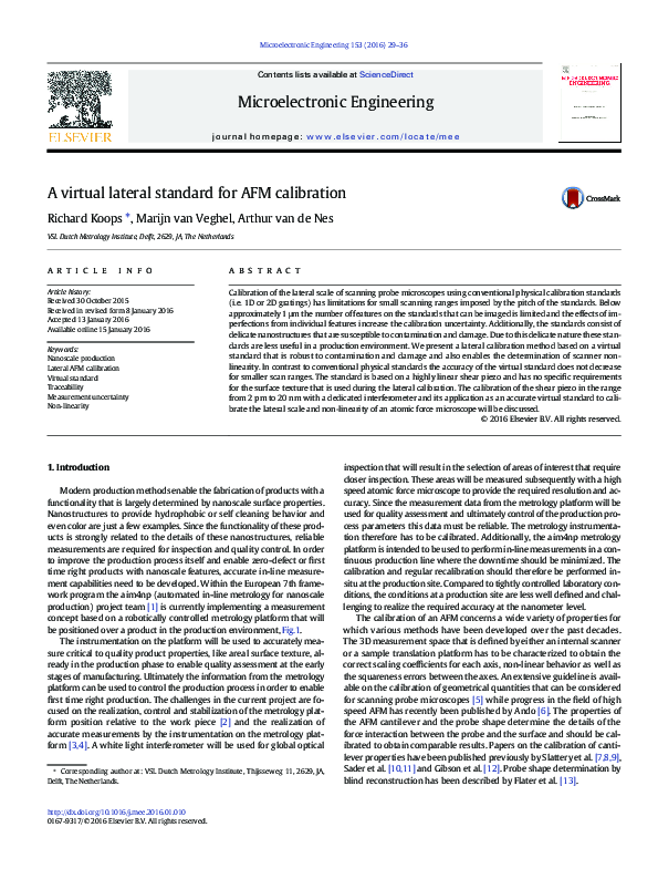 (PDF) A virtual lateral standard for AFM calibration