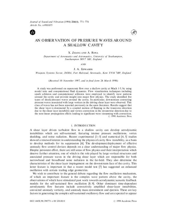 (PDF) An Observation of Pressure Waves Around a Shallow Cavity