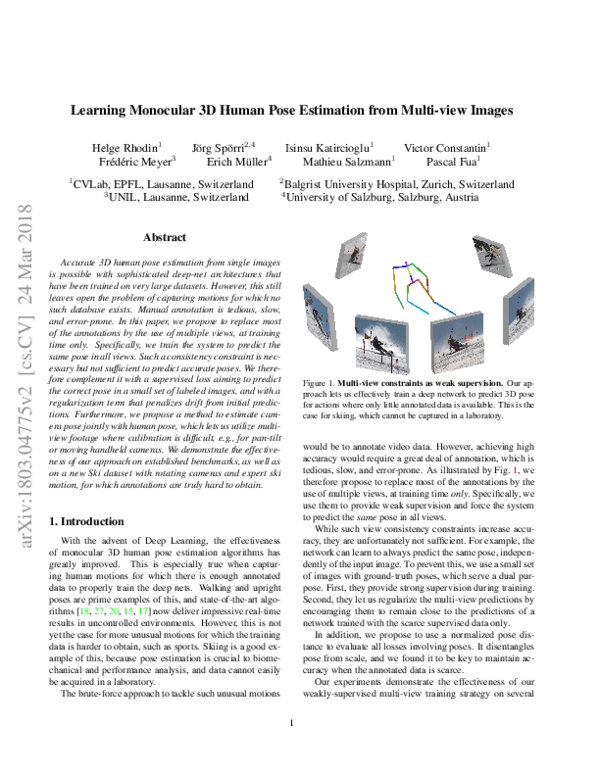 (PDF) Learning Monocular 3D Human Pose Estimation from Multi-view Images