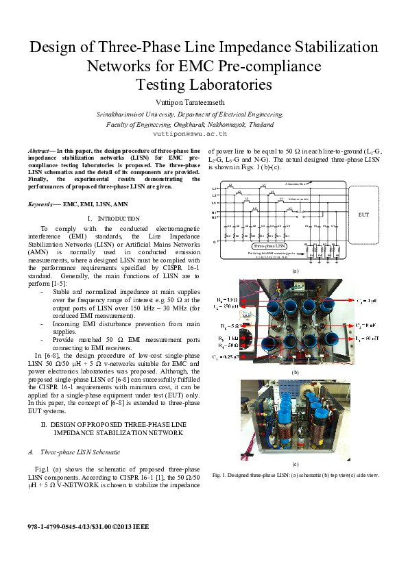 (PDF) Design of three-phase line impedance stabilization networks for ...