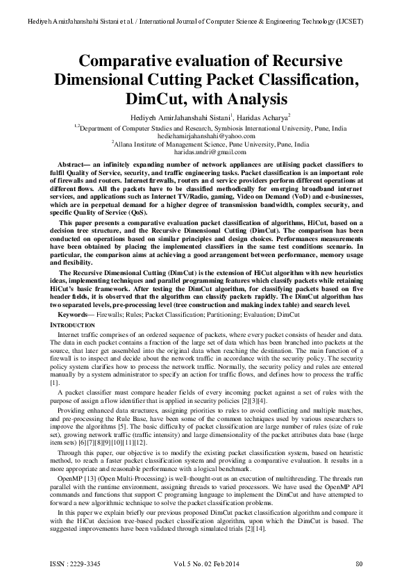 (PDF) Comparative evaluation of Recursive Dimensional Cutting Packet ...