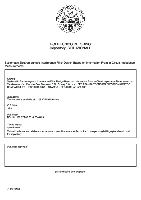 (PDF) Systematic Electromagnetic Interference Filter Design Based on ...