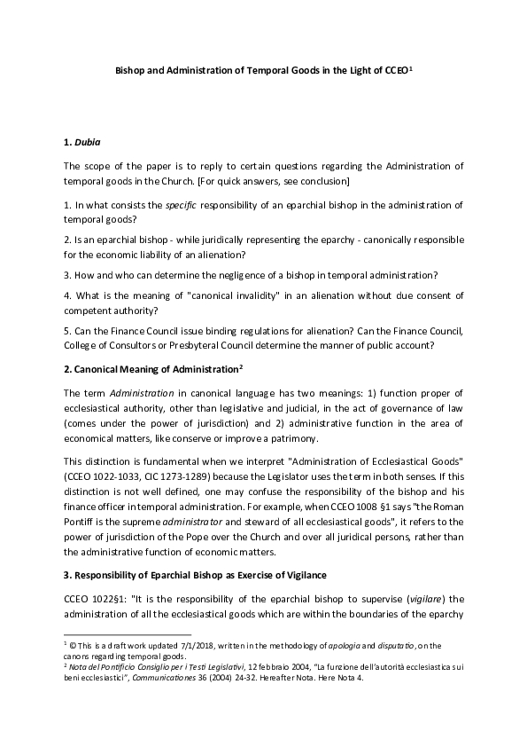 (PDF) Responsibility of Vigilance of a Bishop in the Administration of ...