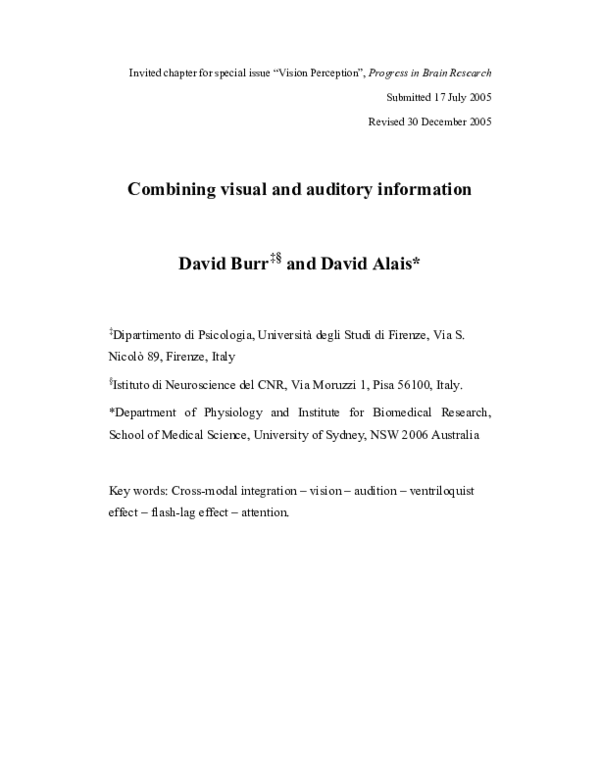 (PDF) Combining visual and auditory information