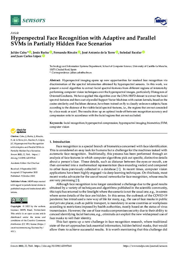 Pdf Hyperspectral Face Recognition With Adaptive And Parallel Svms In