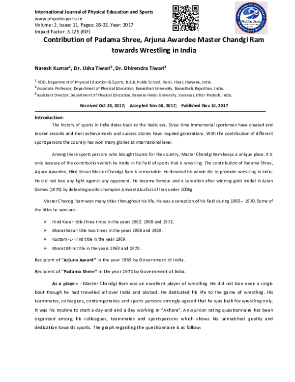 (PDF) Contribution of Padama Shree, Arjuna Awardee Master Chandgi Ram ...